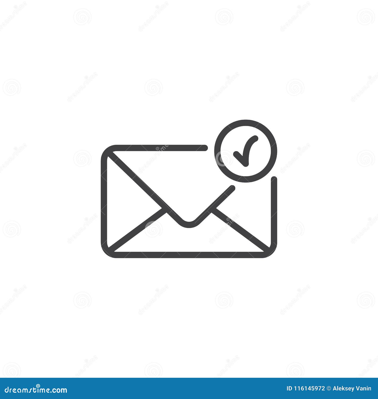 Envelope and Check Mark Outline Icon Stock Vector - Illustration of ...