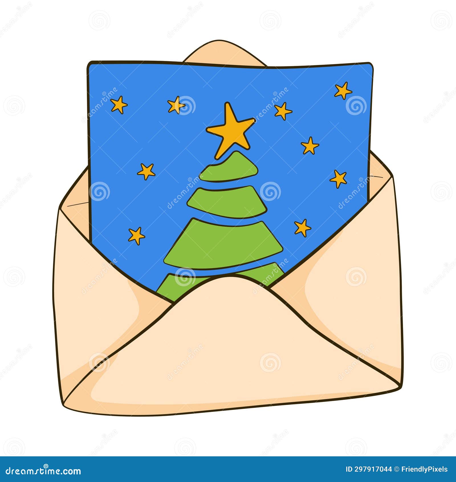 Envelope with a Christmas Card. Cartoon Stock Illustration ...