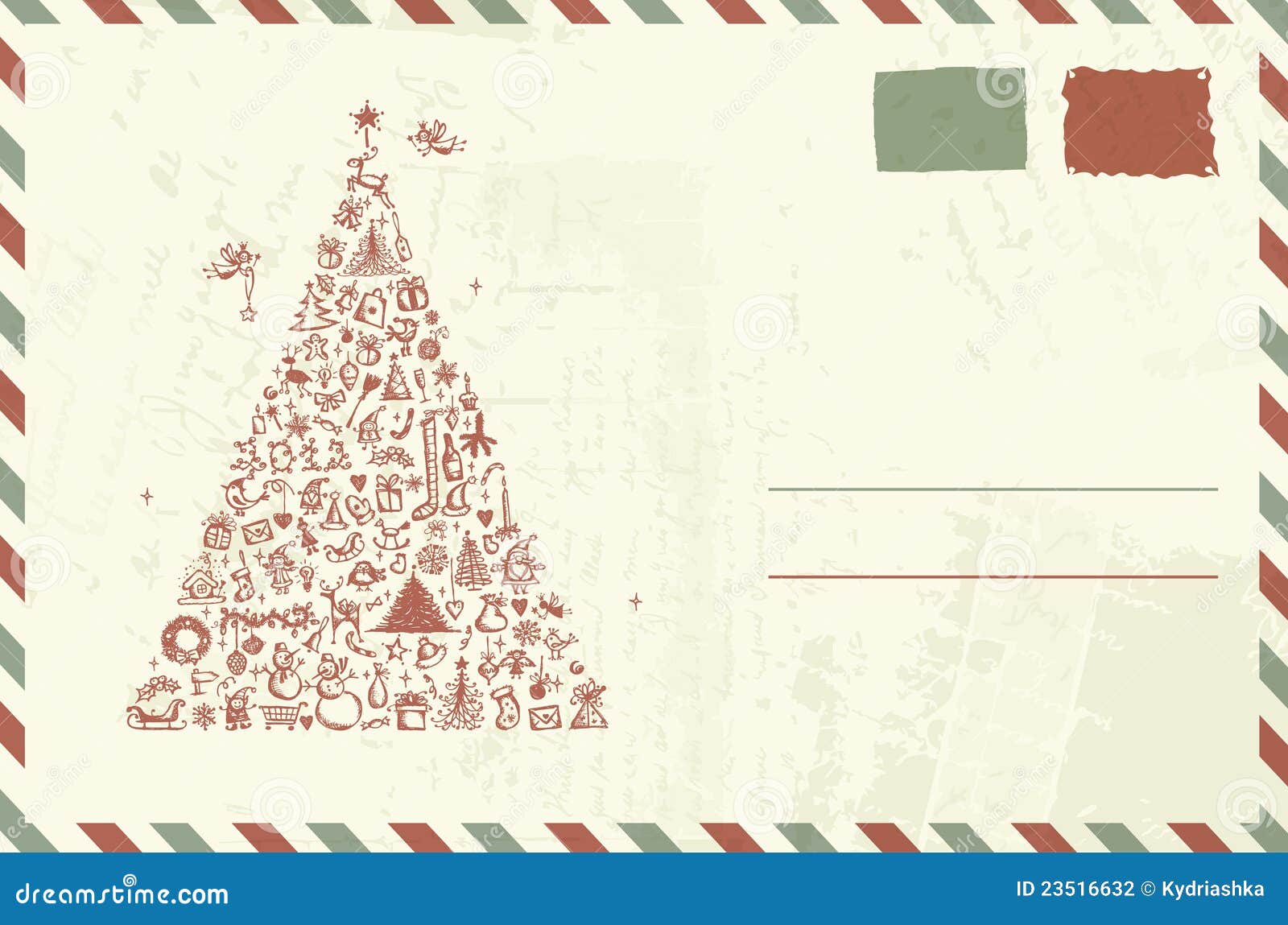 Envelope with Christmas Sketch Stock Illustration - Illustration of ...