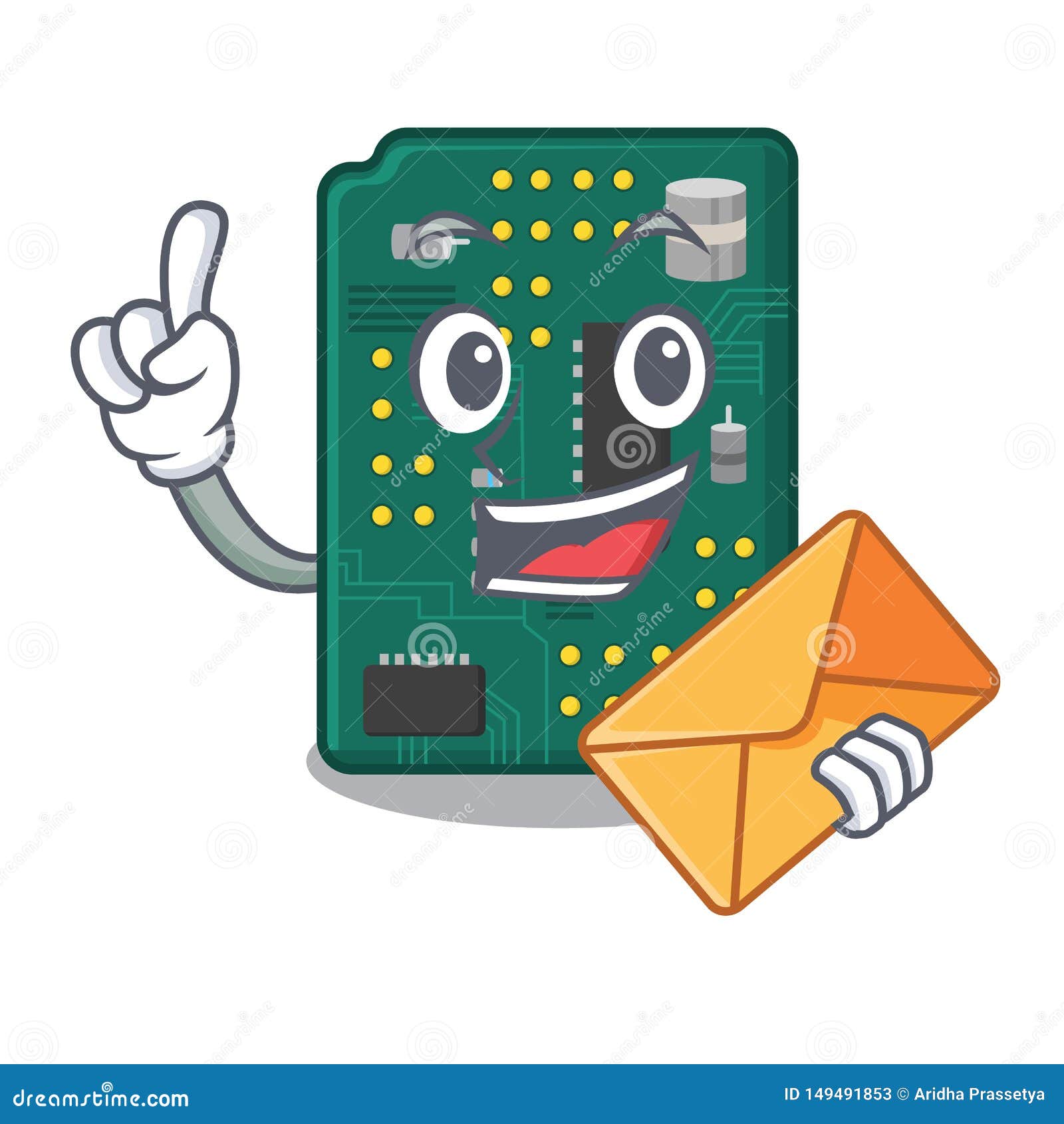 With Envelope Circuit Board Pcb in Cartoon Shape Stock Vector ...