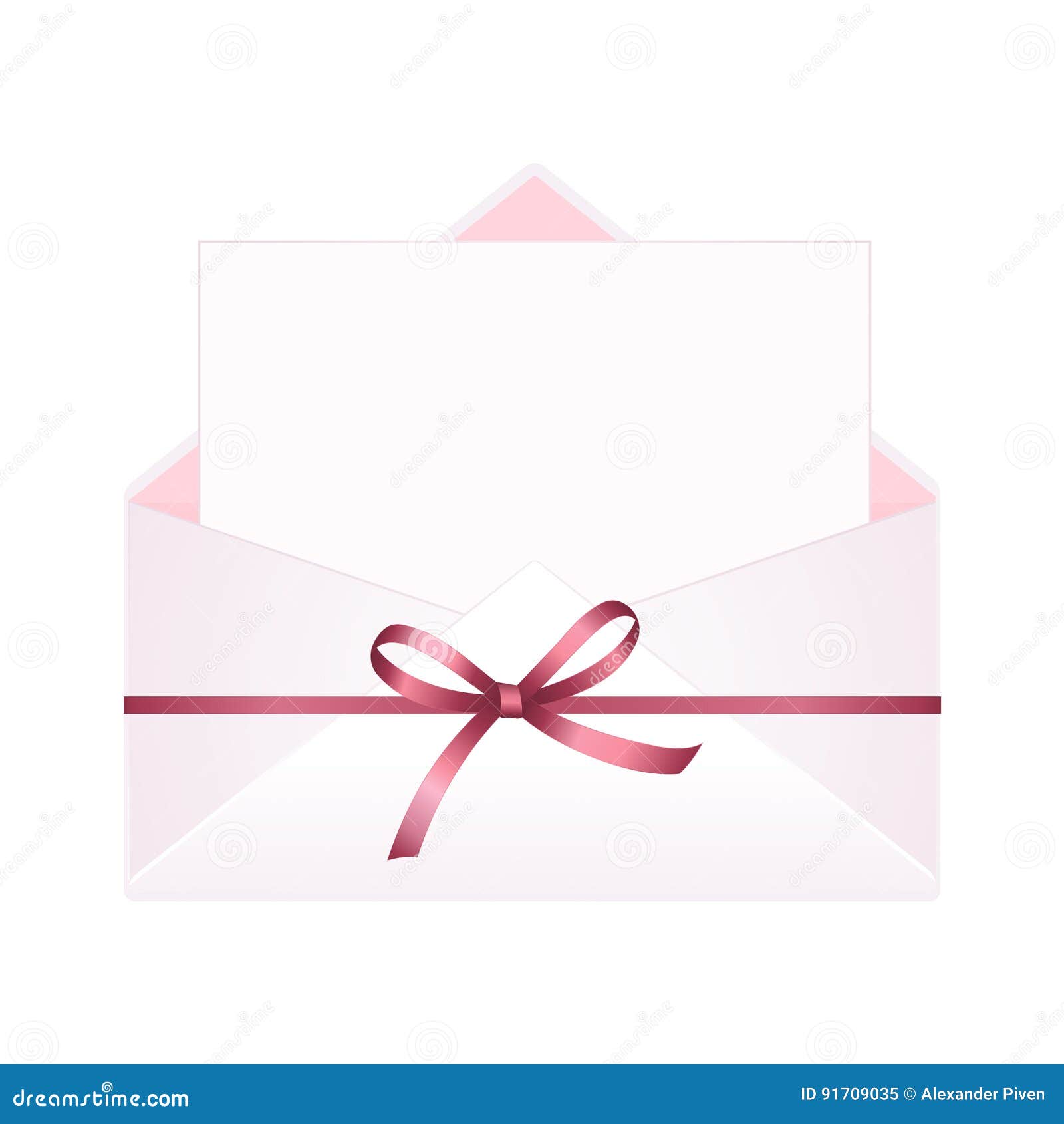 Envelope with Clean Card and Red Bow Ribbon. Stock Vector ...