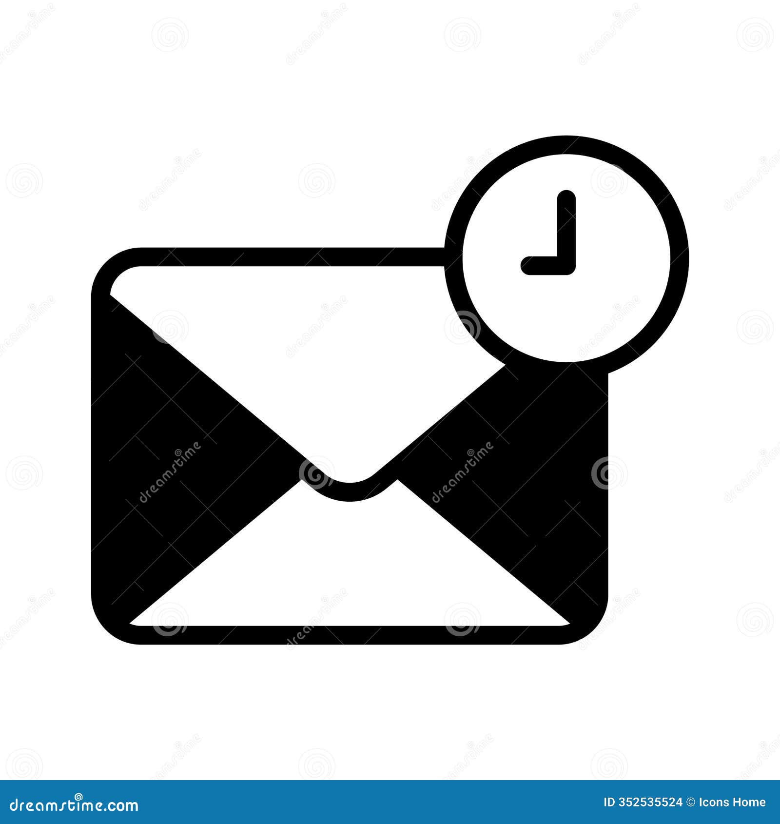 Envelope with a Clock Symbolizing Time Related Mail or Messages Stock ...