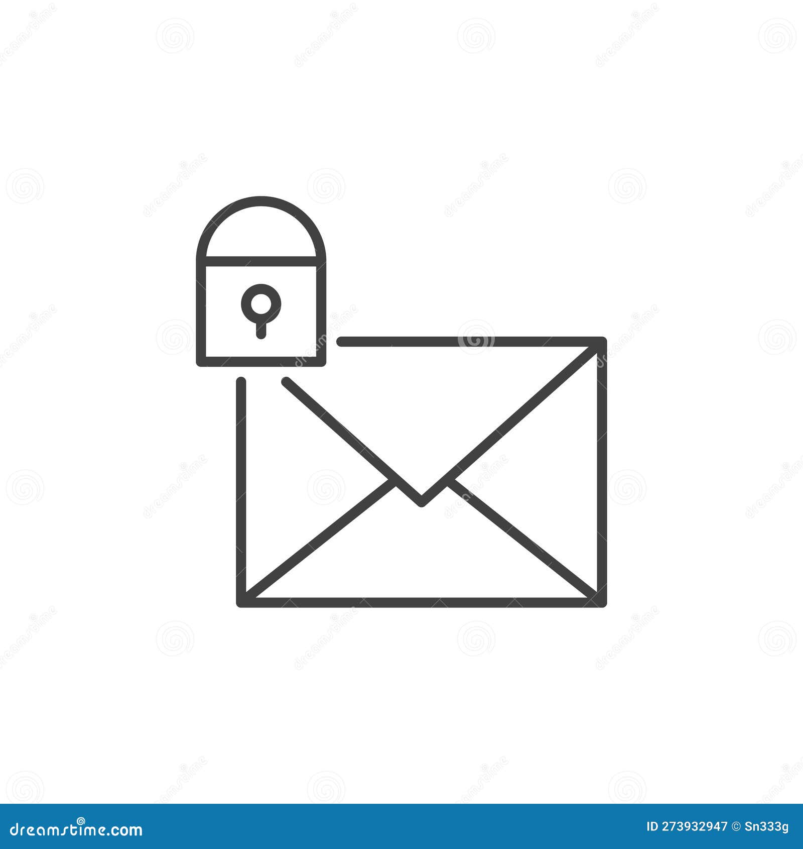 Envelope with Close Padlock Vector Email Locked Concept Linear Icon ...