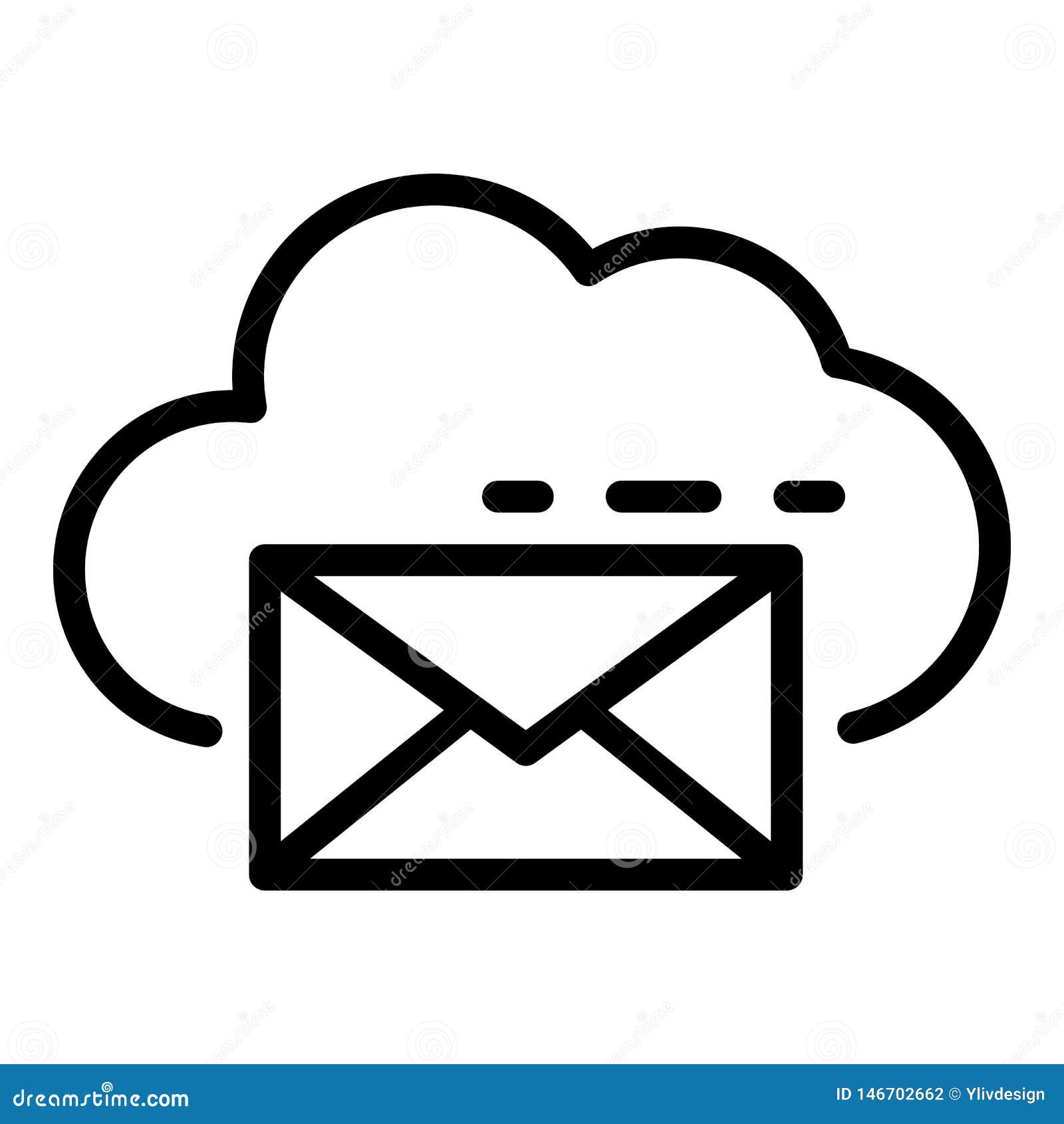 Envelope and Cloud Icon, Outline Style Stock Vector - Illustration of ...