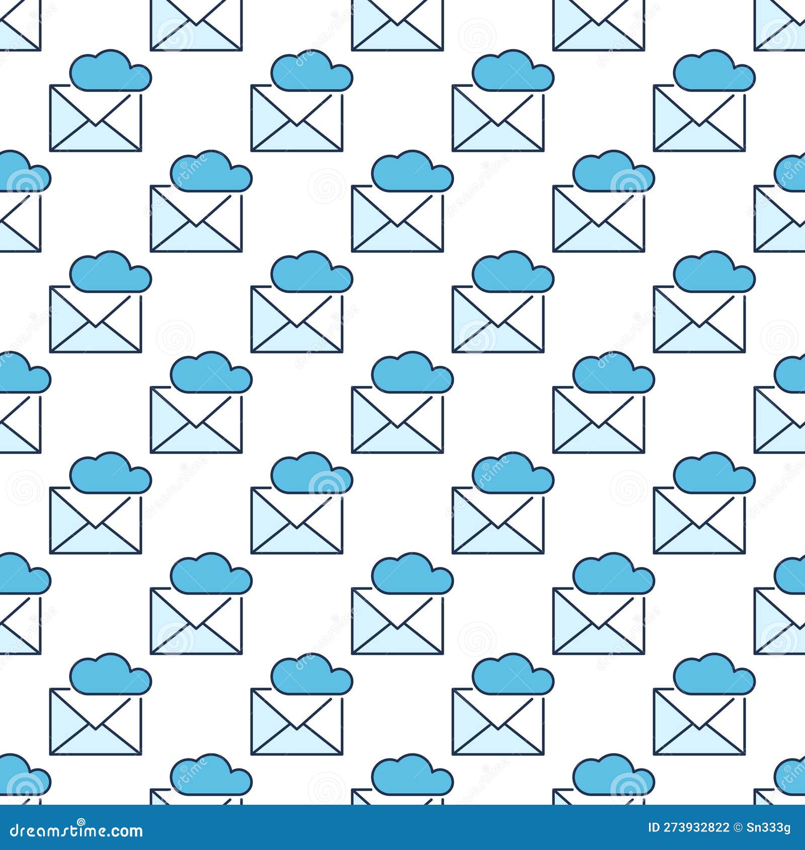 Envelope and Cloud Vector Colored Seamless Pattern Stock Illustration ...