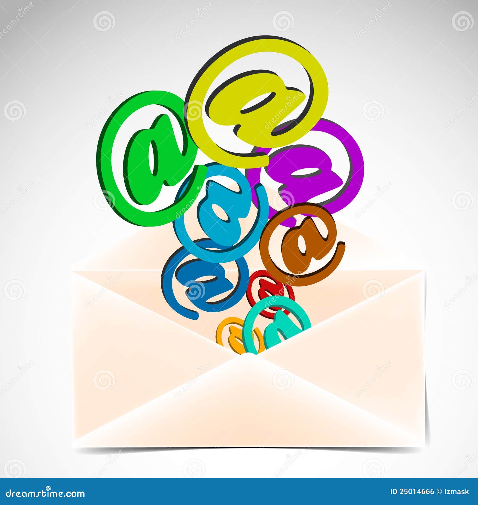 Envelope with Colorful at Signs Stock Vector - Illustration of postage ...