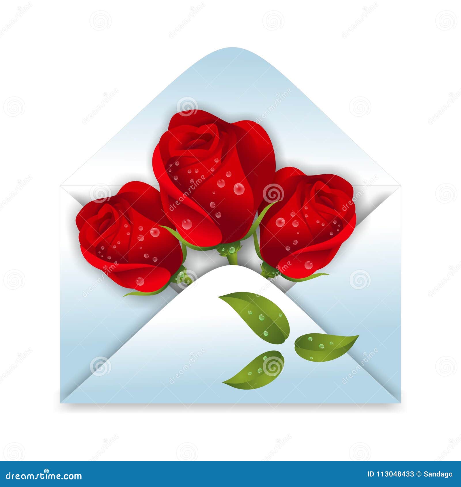 Envelope com rosas ilustração stock. Ilustração de isolado - 113048433