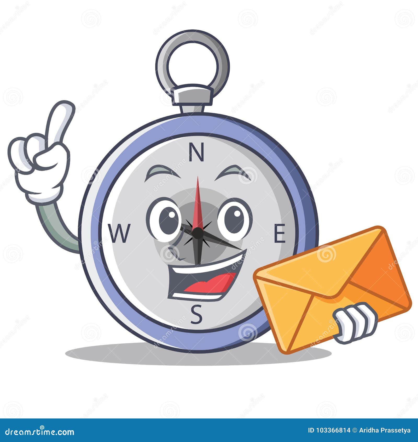 With Envelope Compass Character Cartoon Style Stock Vector ...