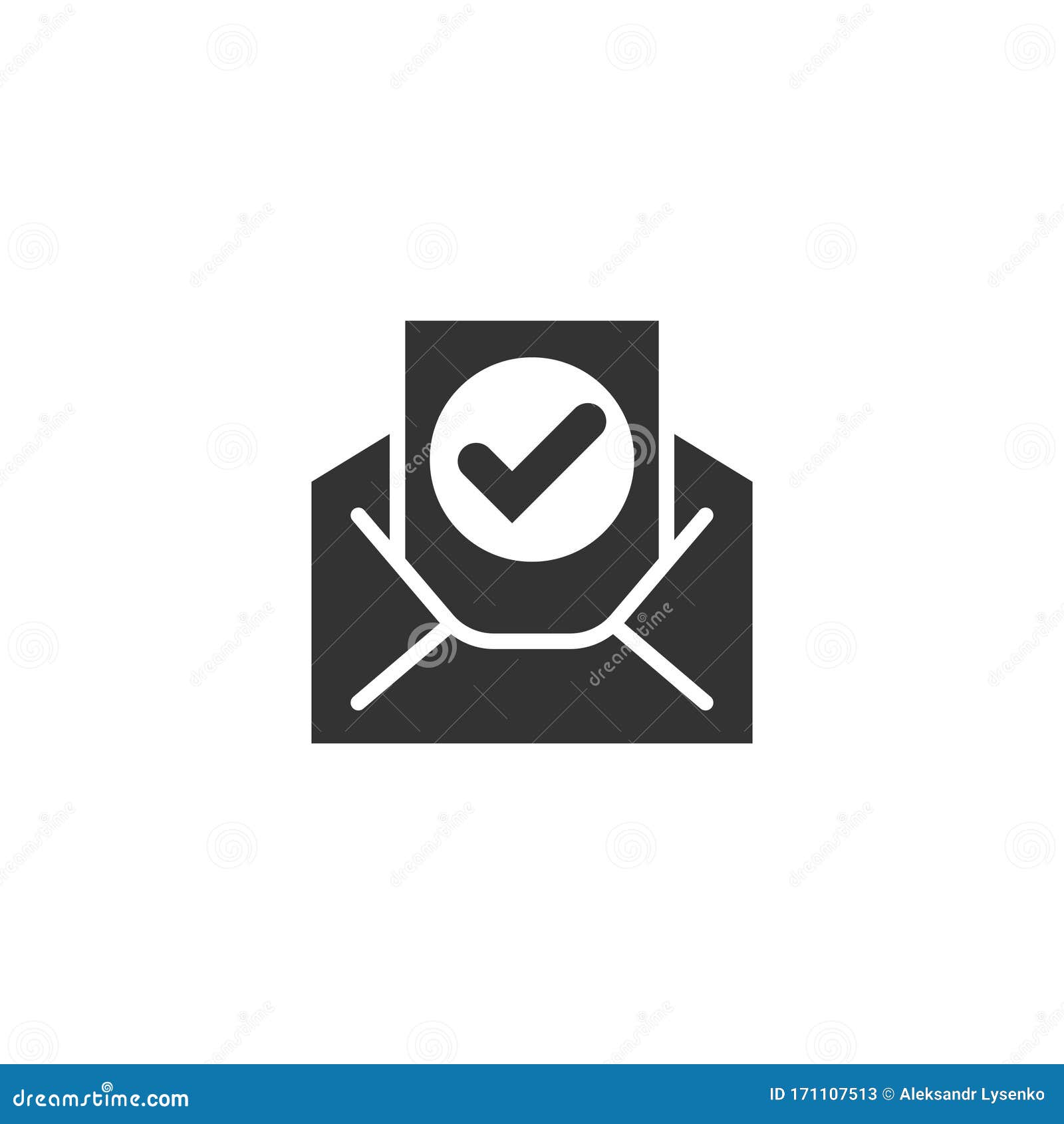 Envelope with Confirmed Document Icon in Flat Style. Verify Vector ...