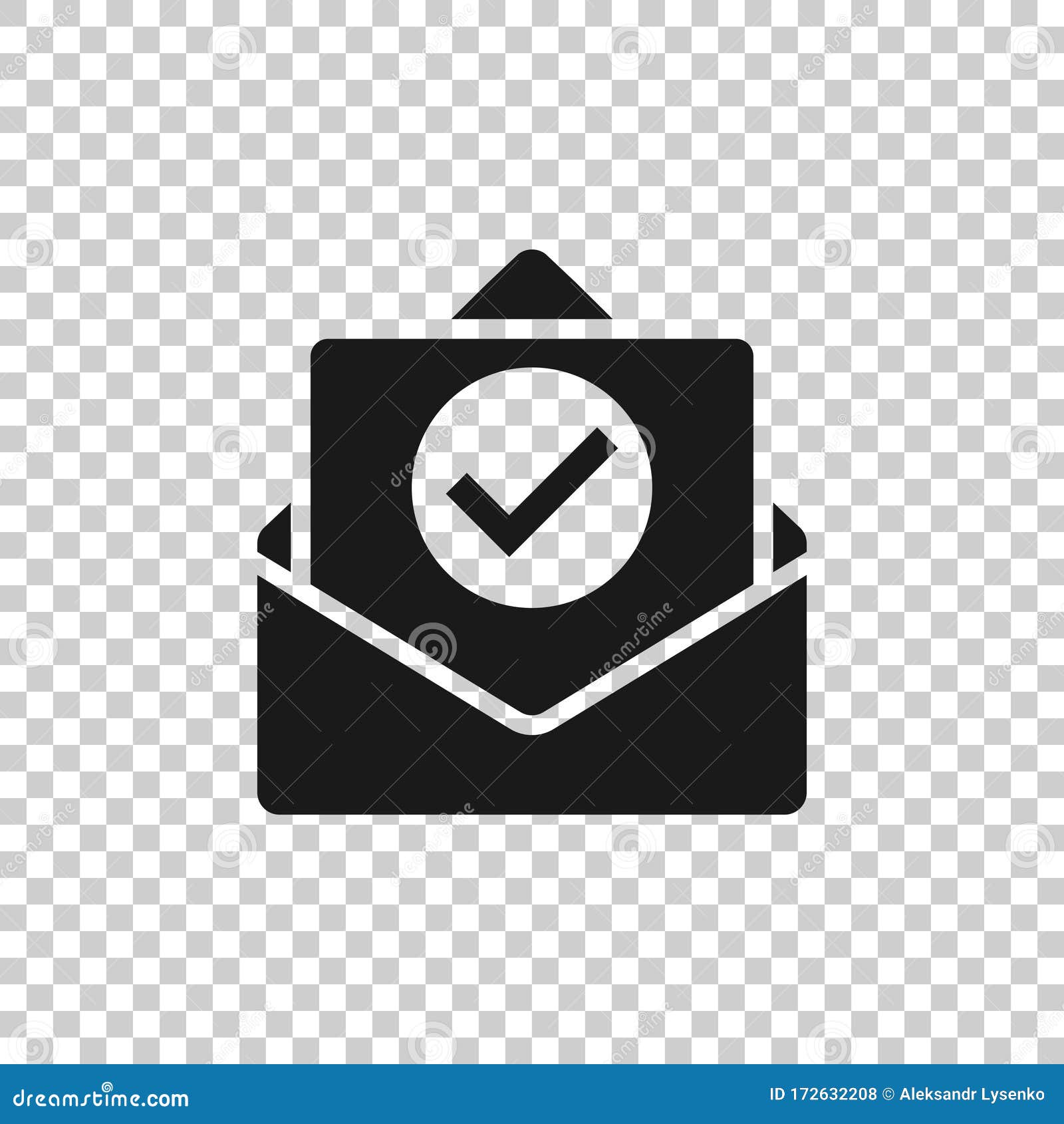 Envelope with Confirmed Document Icon in Flat Style. Verify Vector ...