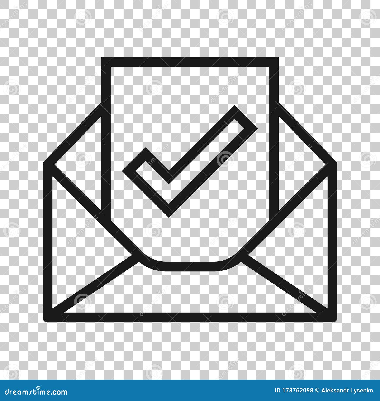 Envelope with Confirmed Document Icon in Flat Style. Verify Vector ...