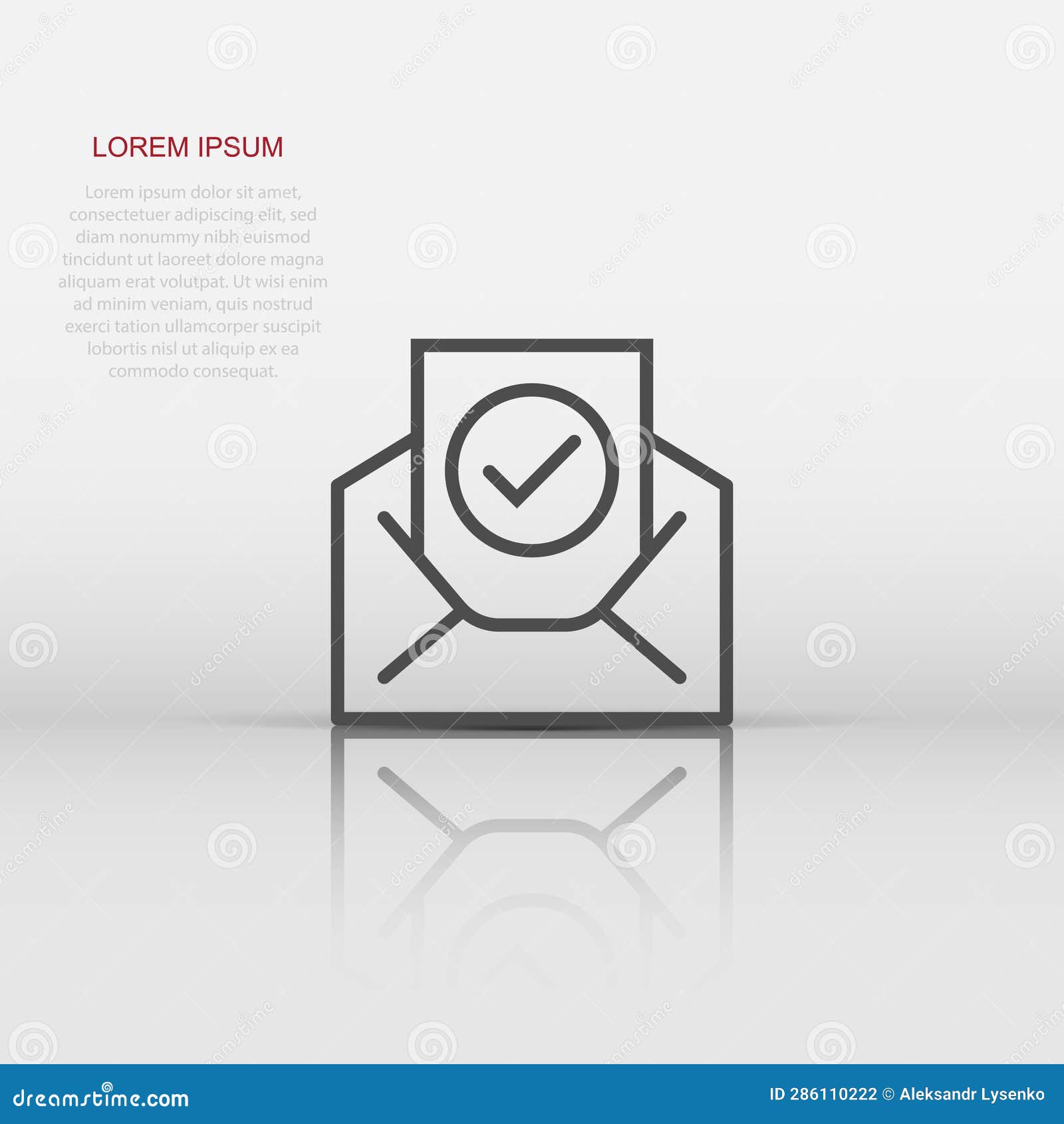 Envelope with Confirmed Document Icon in Flat Style. Verify Vector ...