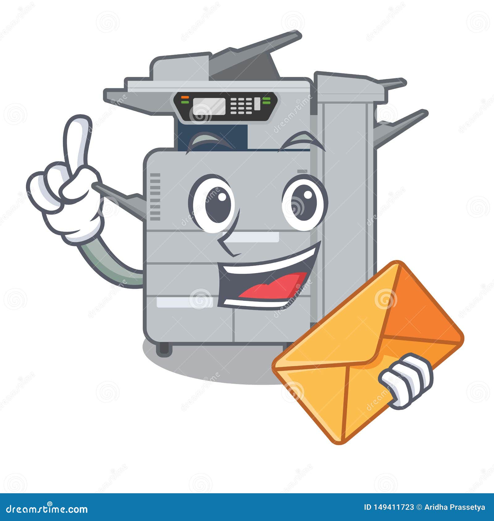 With Envelope Copier Machine Isolated in the Cartoon Stock Vector ...