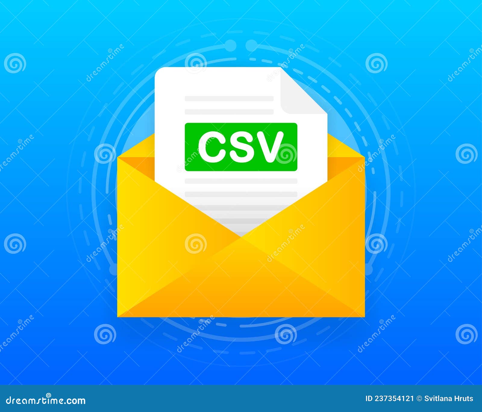 Envelope with CSV File. Laptop and Email with CSV Document Attachment ...