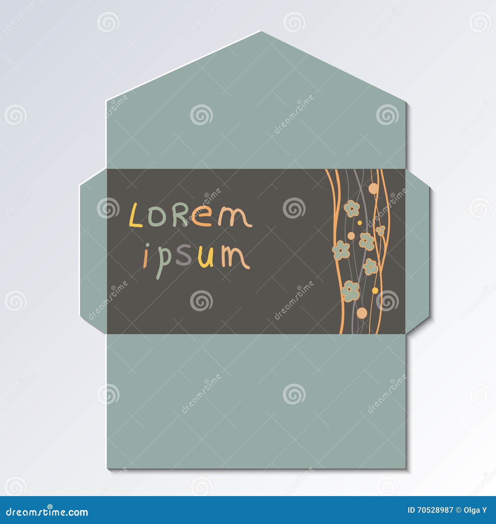 Envelope Design with Hand Drawn Abstract Floral Drawing. Stock ...