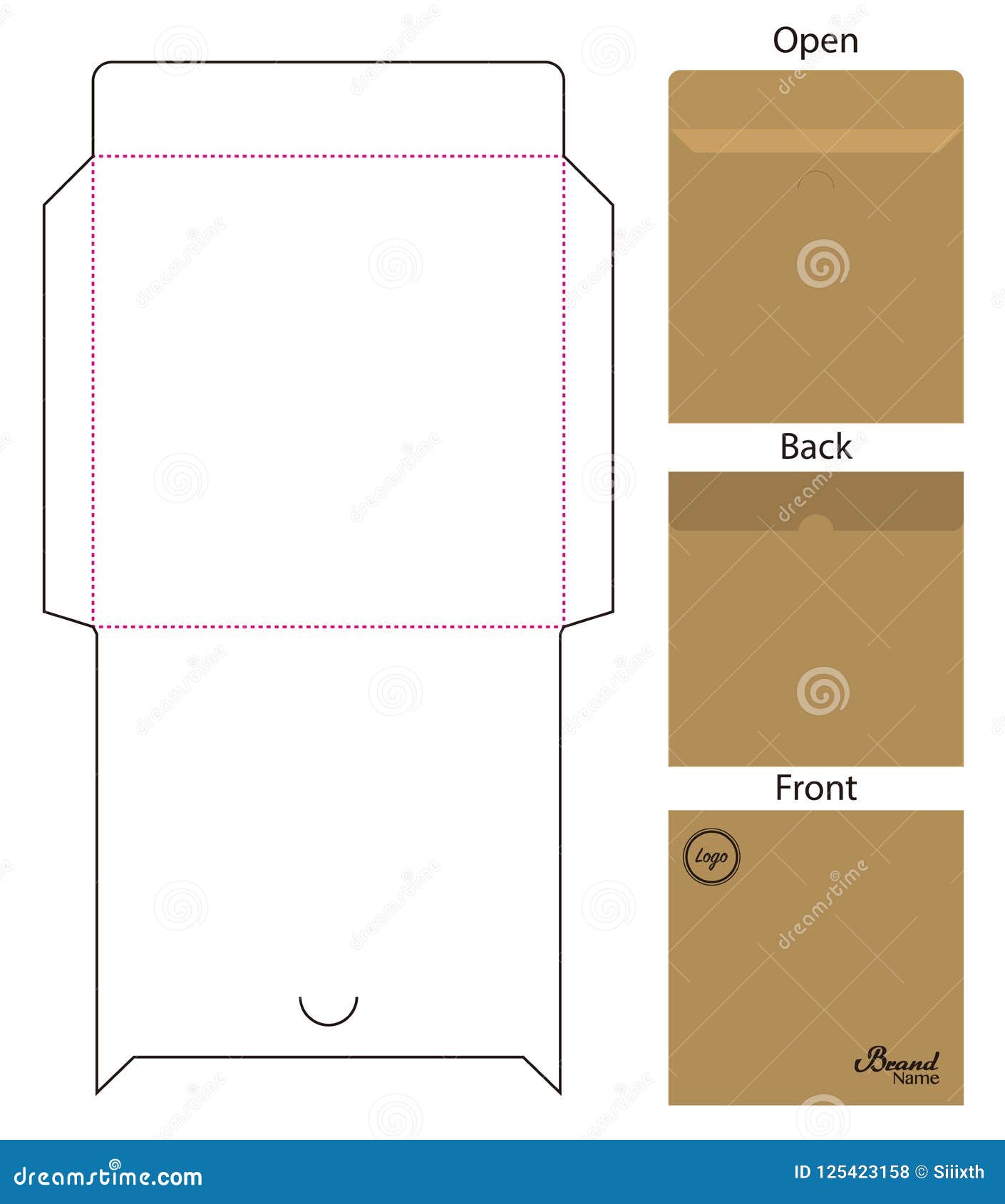 Envelope Die Cut Mock Up Template Vector Stock Vector - Illustration of ...