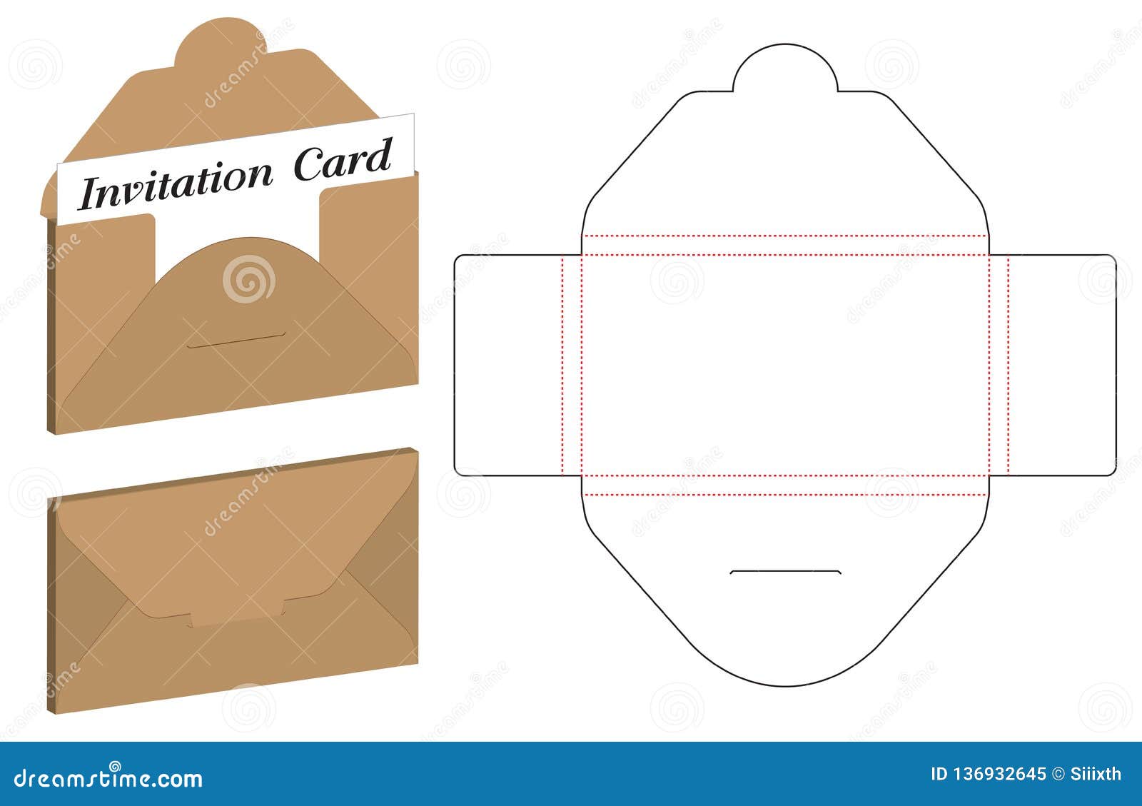 Envelope Die Cut Mock Up Template Vector Illustration. Stock Vector ...