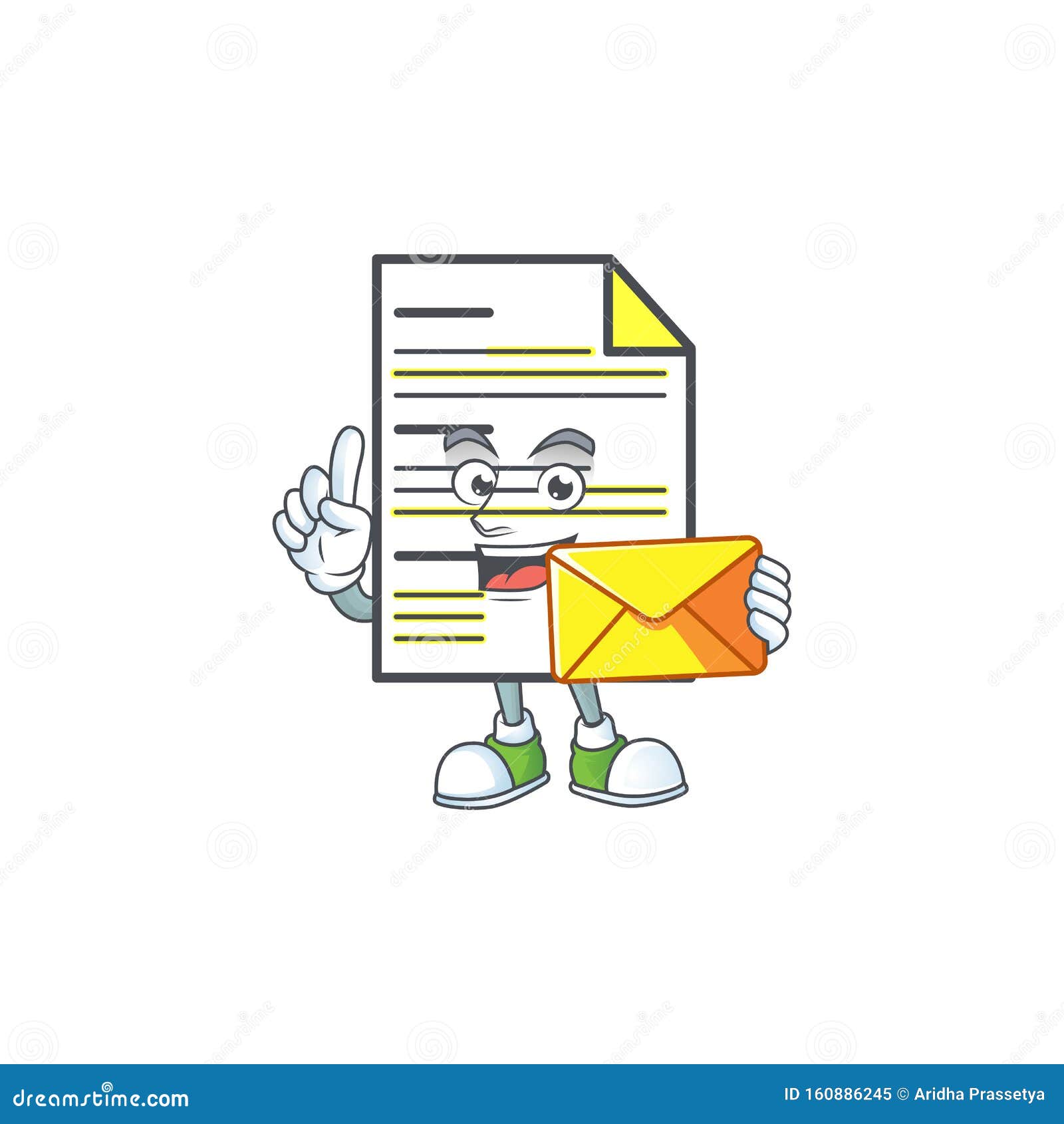 With Envelope Document in the Cartoon Character Mascot Stock Vector ...