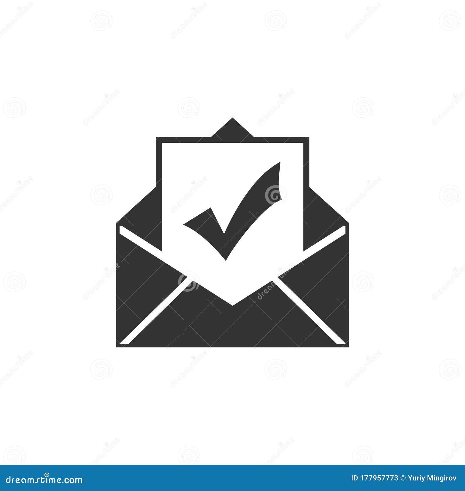 Envelope with Document and Check Mark Icon Isolated. Successful E-mail ...