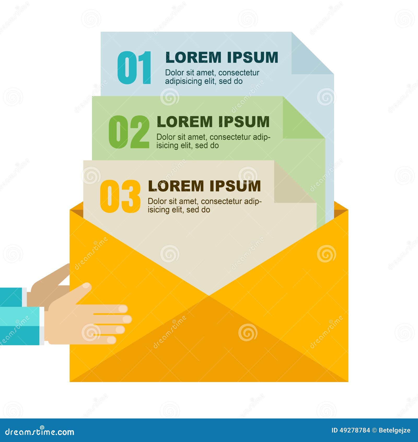 Envelope with Document Files in Hands, Isolated Background. Flat Stock ...