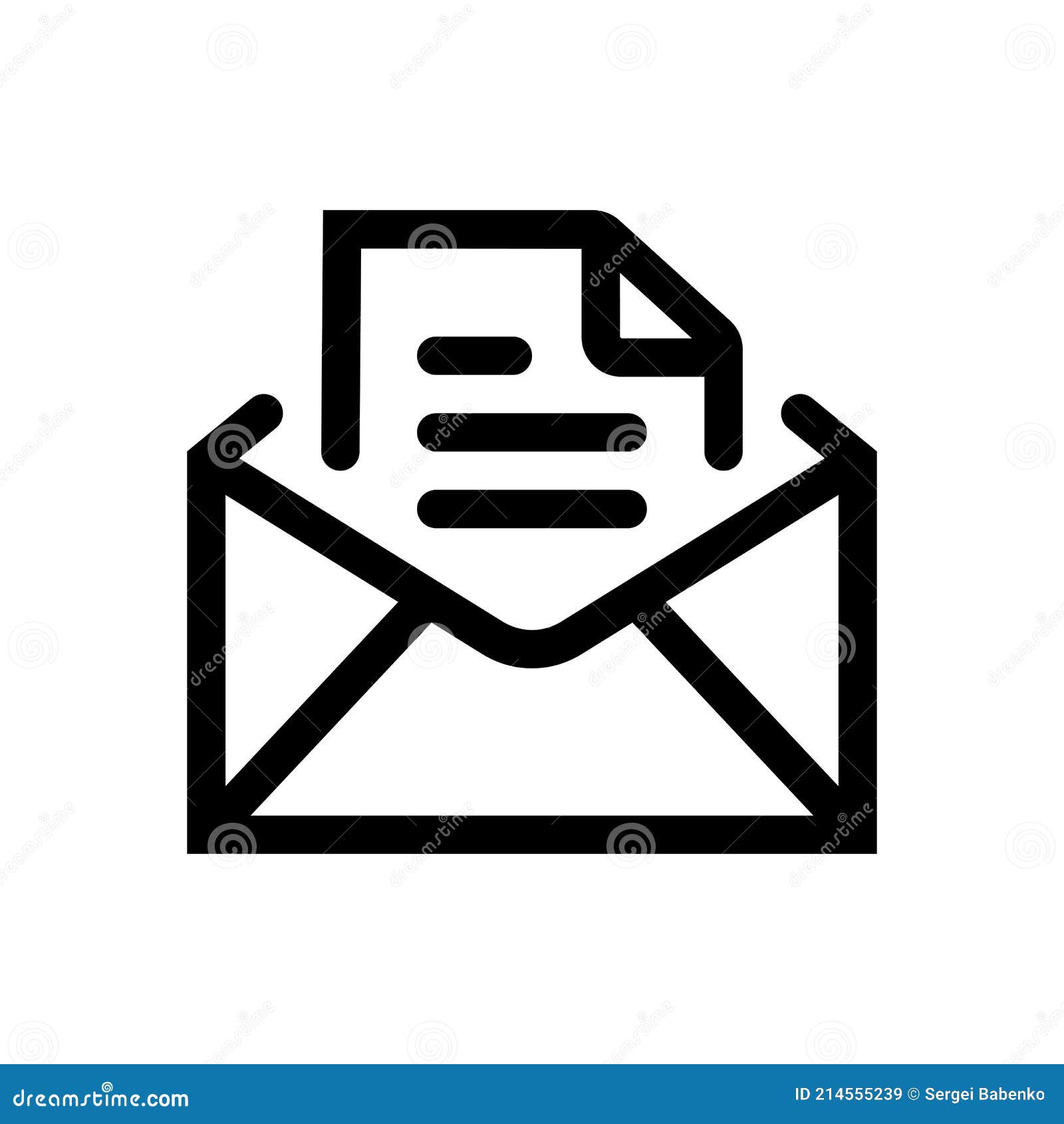 Envelope Document Outline Icon Isolated on White Background Stock ...