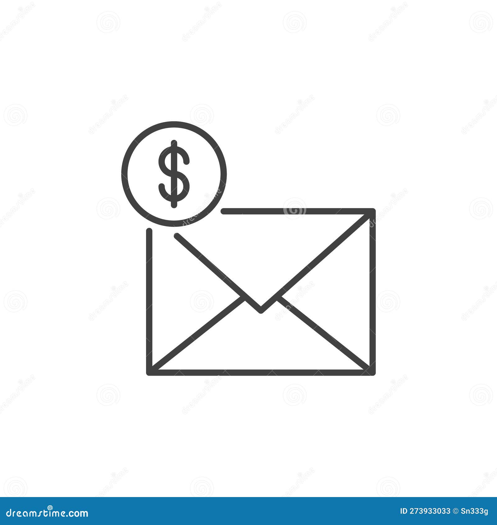 Envelope with Dollar Sign Vector Email Payment Concept Outline Icon ...
