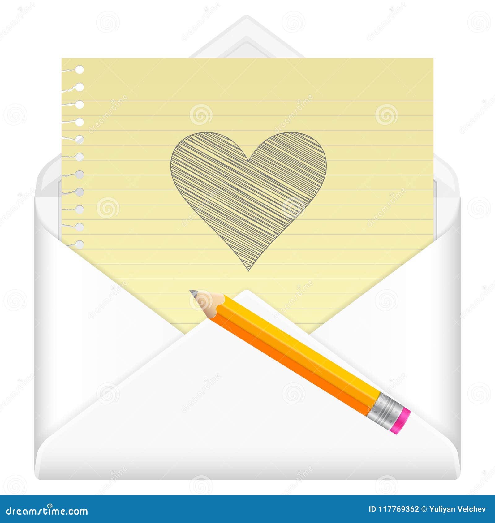 Envelope with Drawing Heart Symbol Stock Vector - Illustration of love ...