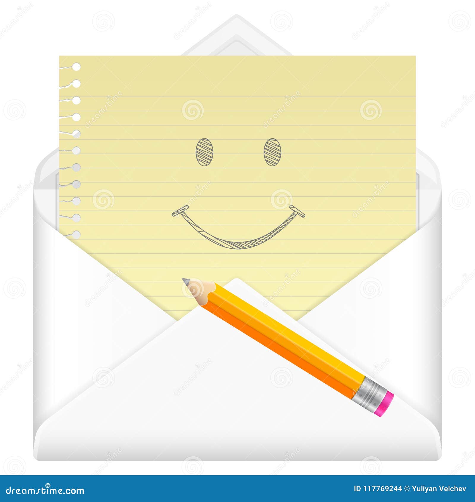 Envelope with Drawing Smile Face Symbol Stock Vector - Illustration of ...