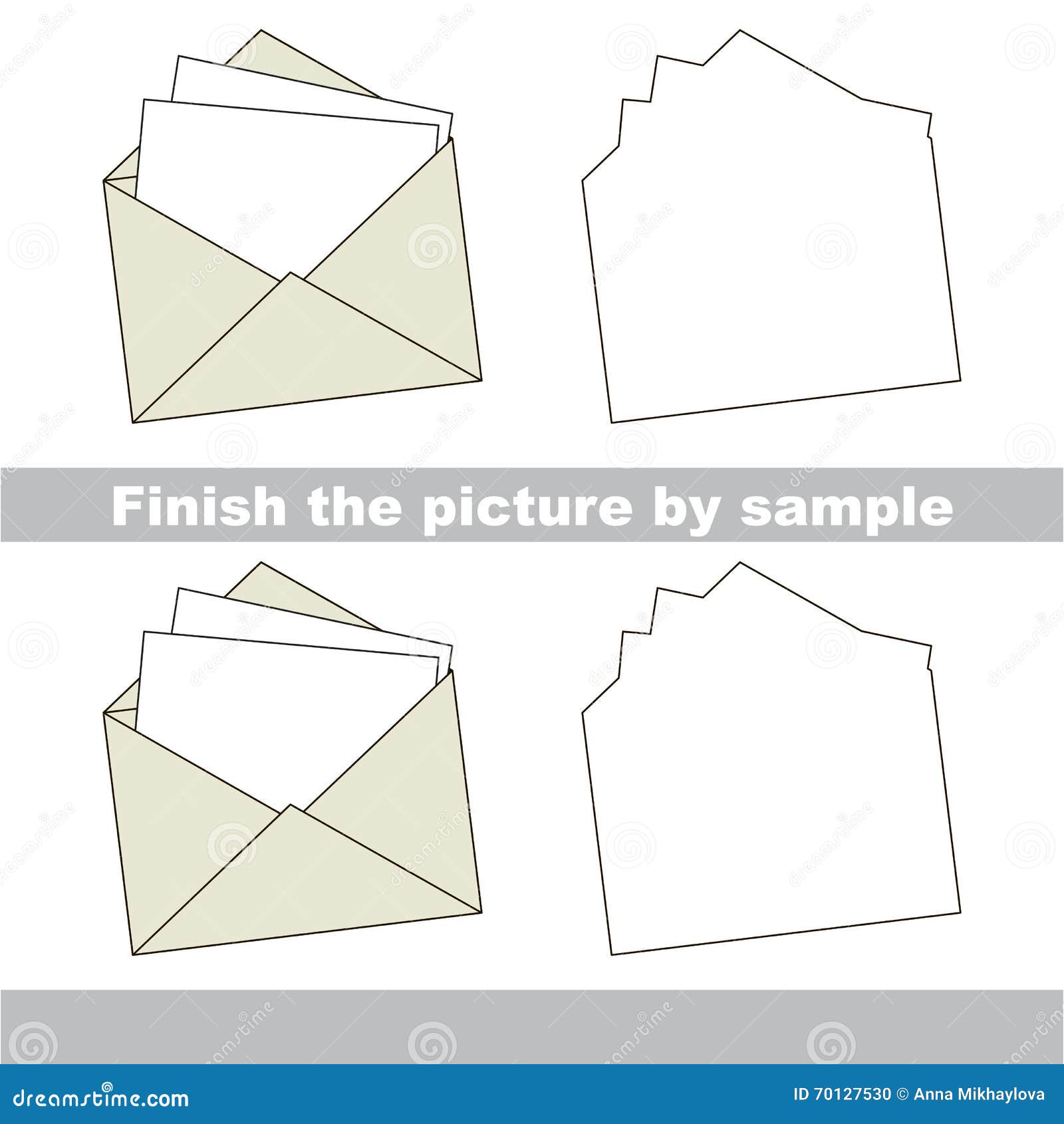 Envelope. Drawing Worksheet. Stock Vector - Illustration of school ...