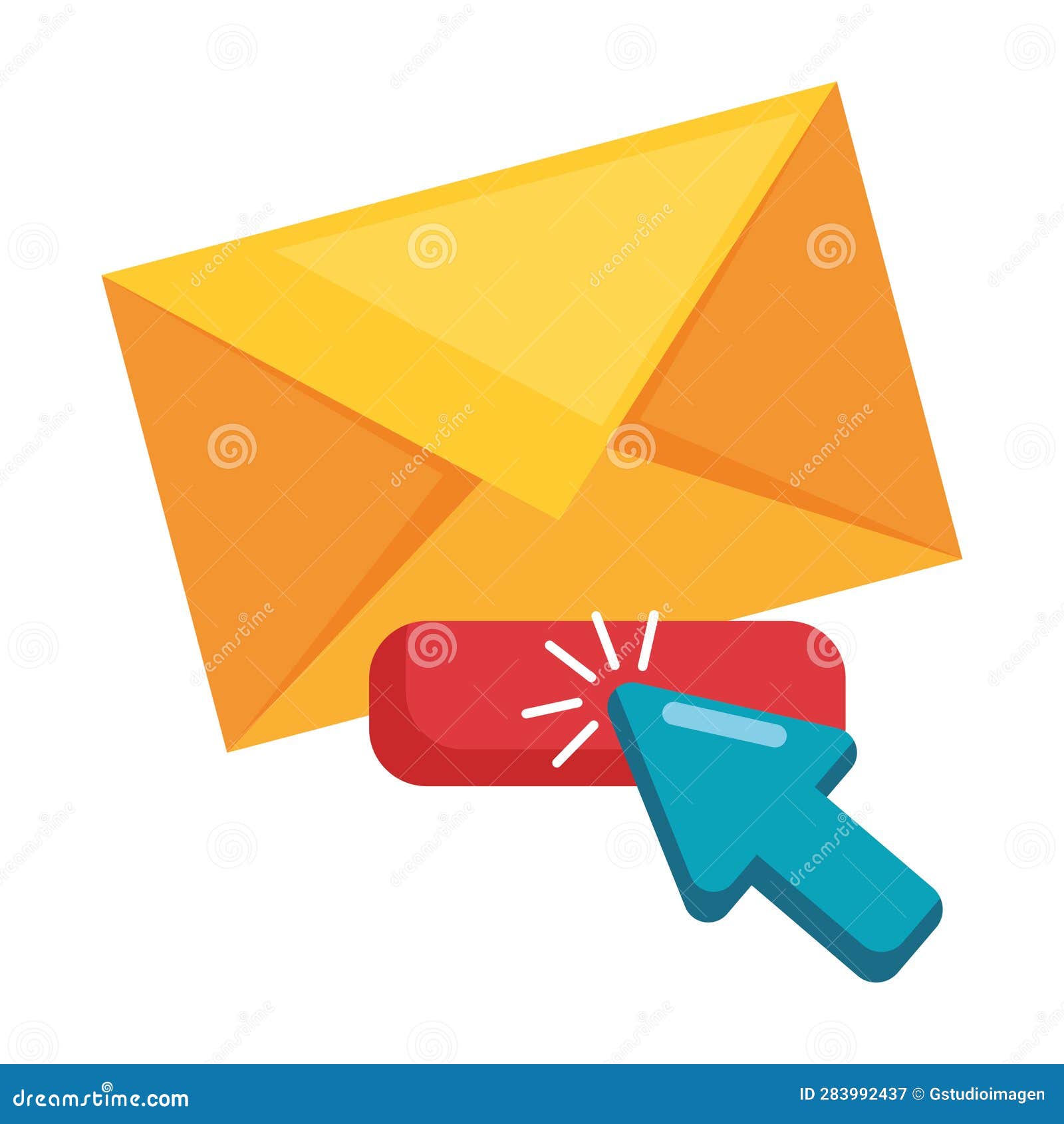 Envelope email with cursor stock vector. Illustration of send - 283992437