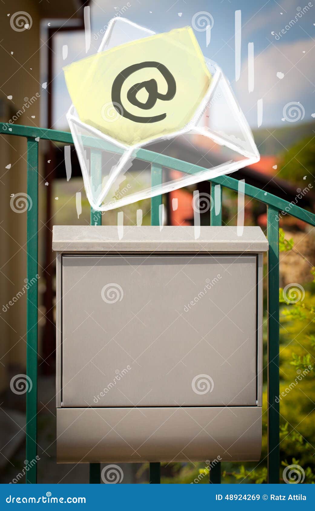 Envelope with Email Sign Dropping into Mailbox Stock Illustration ...