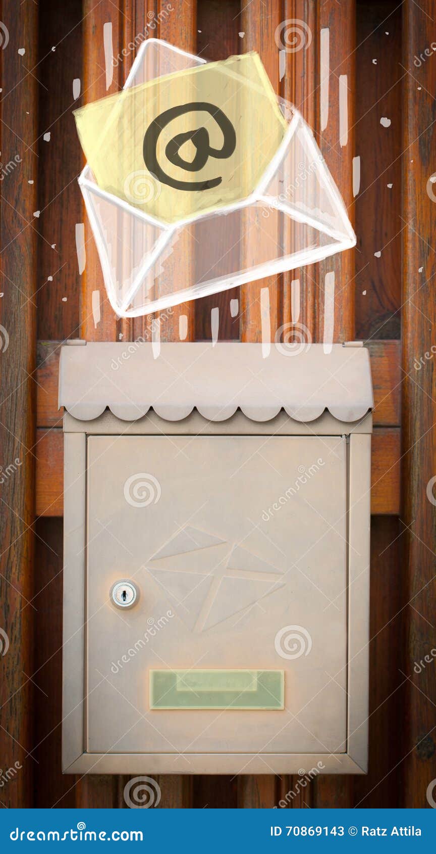 Envelope with Email Sign Dropping into Mailbox Stock Image - Image of ...