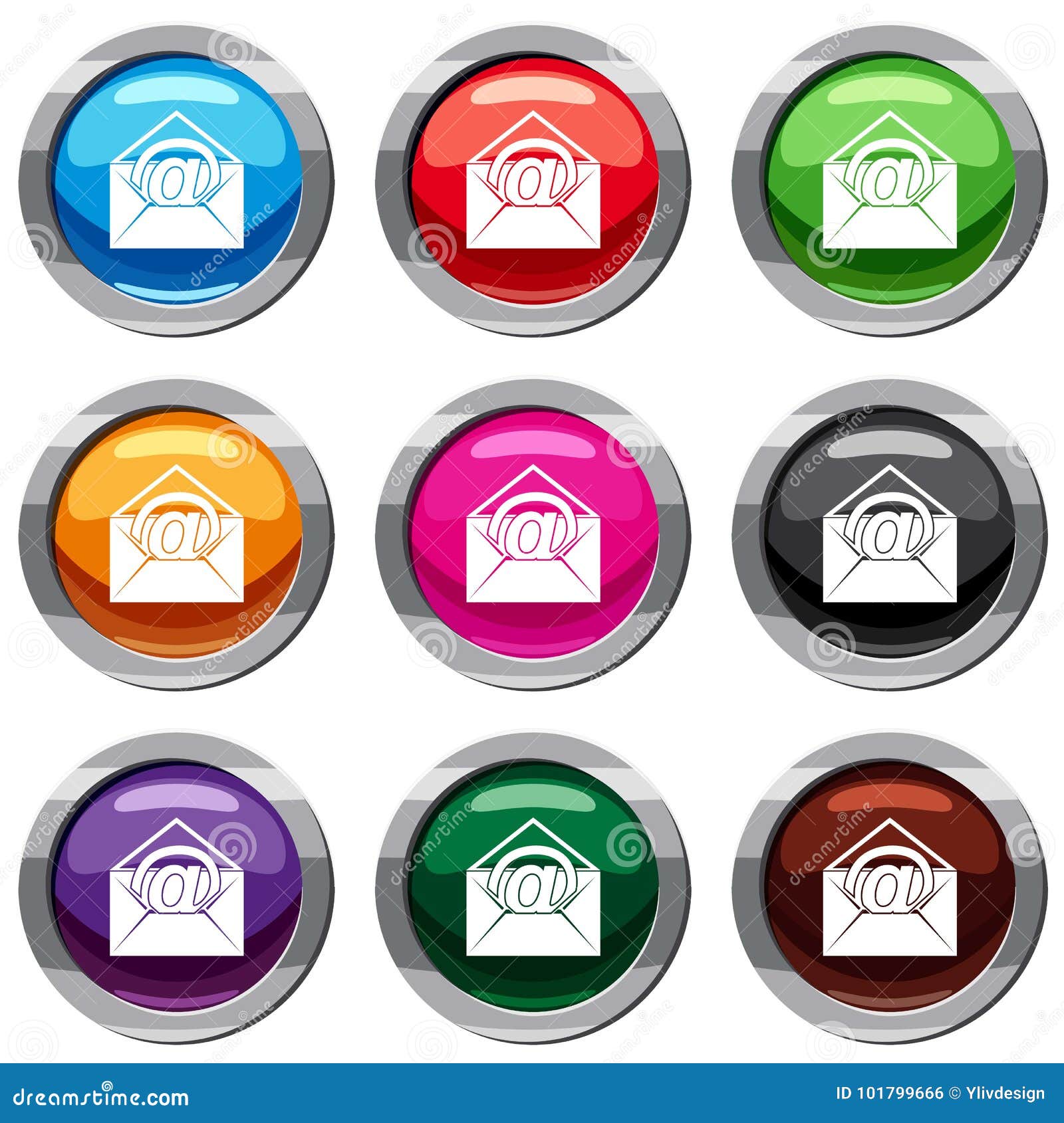 Envelope with Email Sign Set 9 Collection Stock Vector - Illustration ...