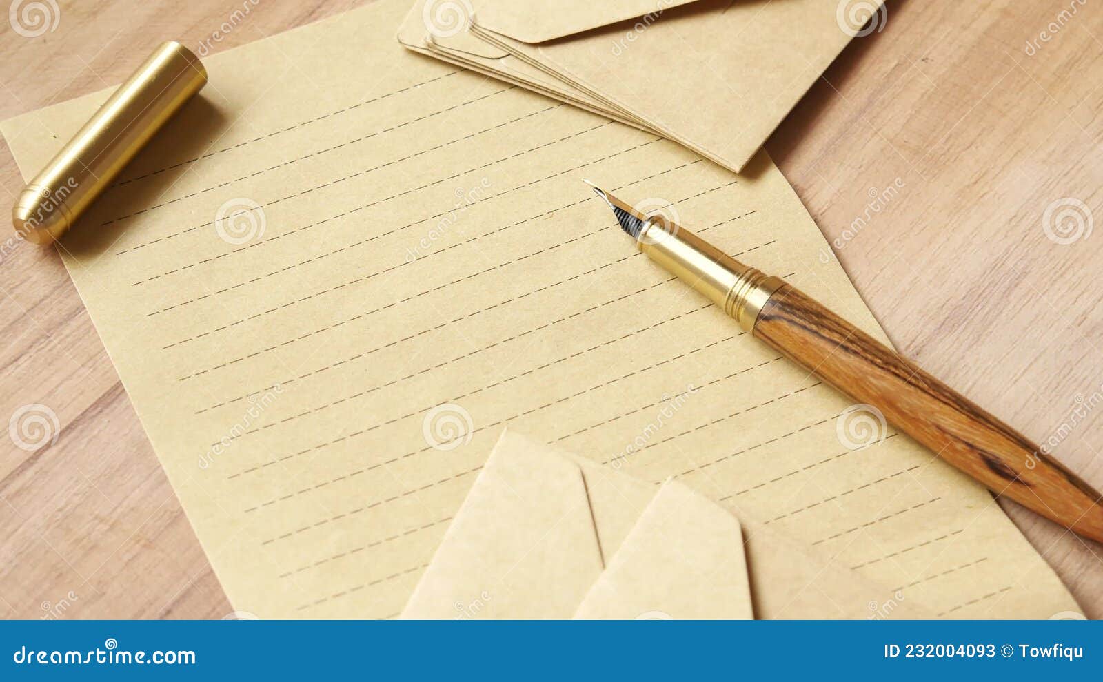 Envelope , Empty Paper and Fountain Pen on Table Stock Video - Video of ...