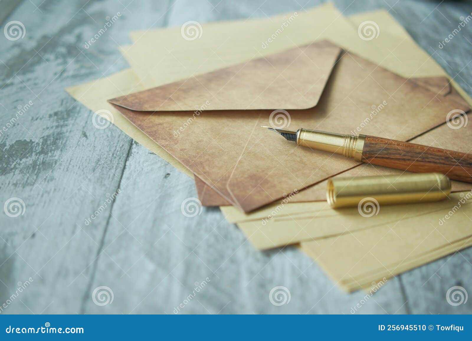 Envelope , Empty Paper and Fountain Pen on Table Stock Photo - Image of ...