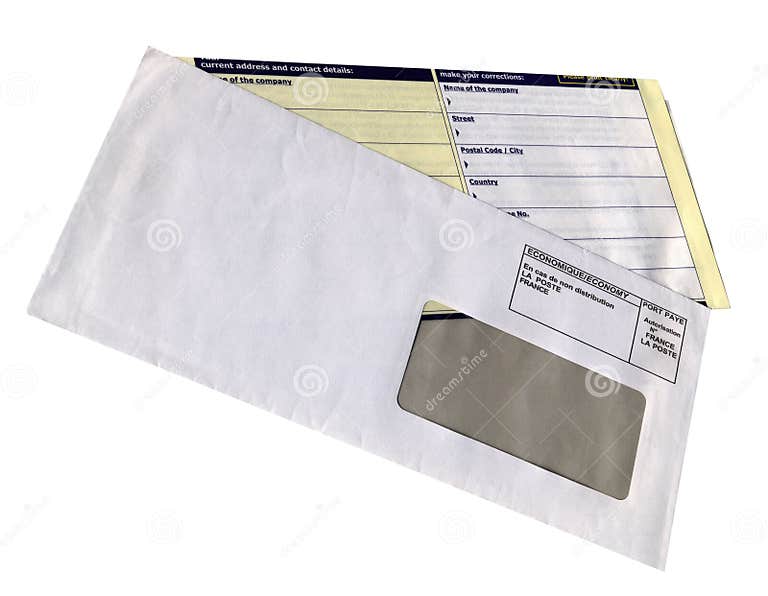 Envelope with Empty Questionnaire Form, Isolated, Stock Image - Image ...