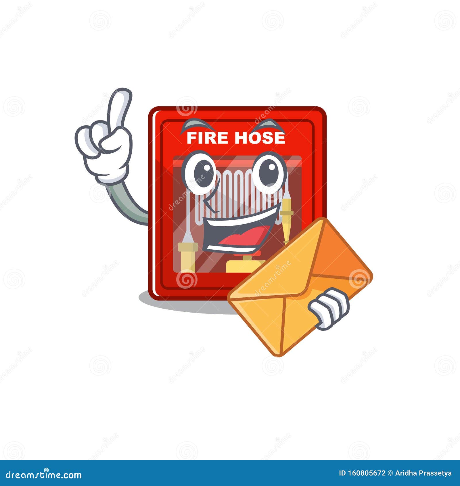 With Envelope Fire Hose Cabinet Isolated with Character Stock Vector ...