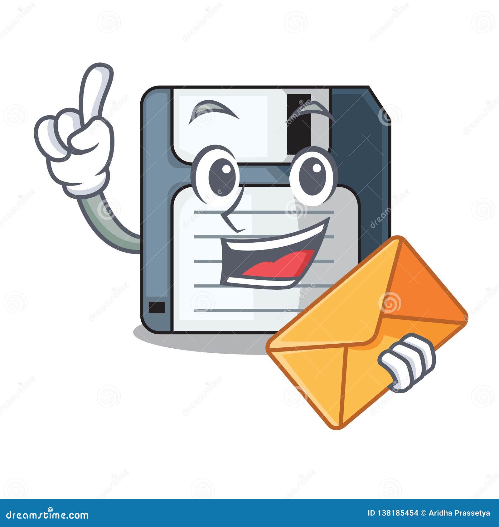 With Envelope Floppy Disk Isolated with a Mascot Stock Vector ...