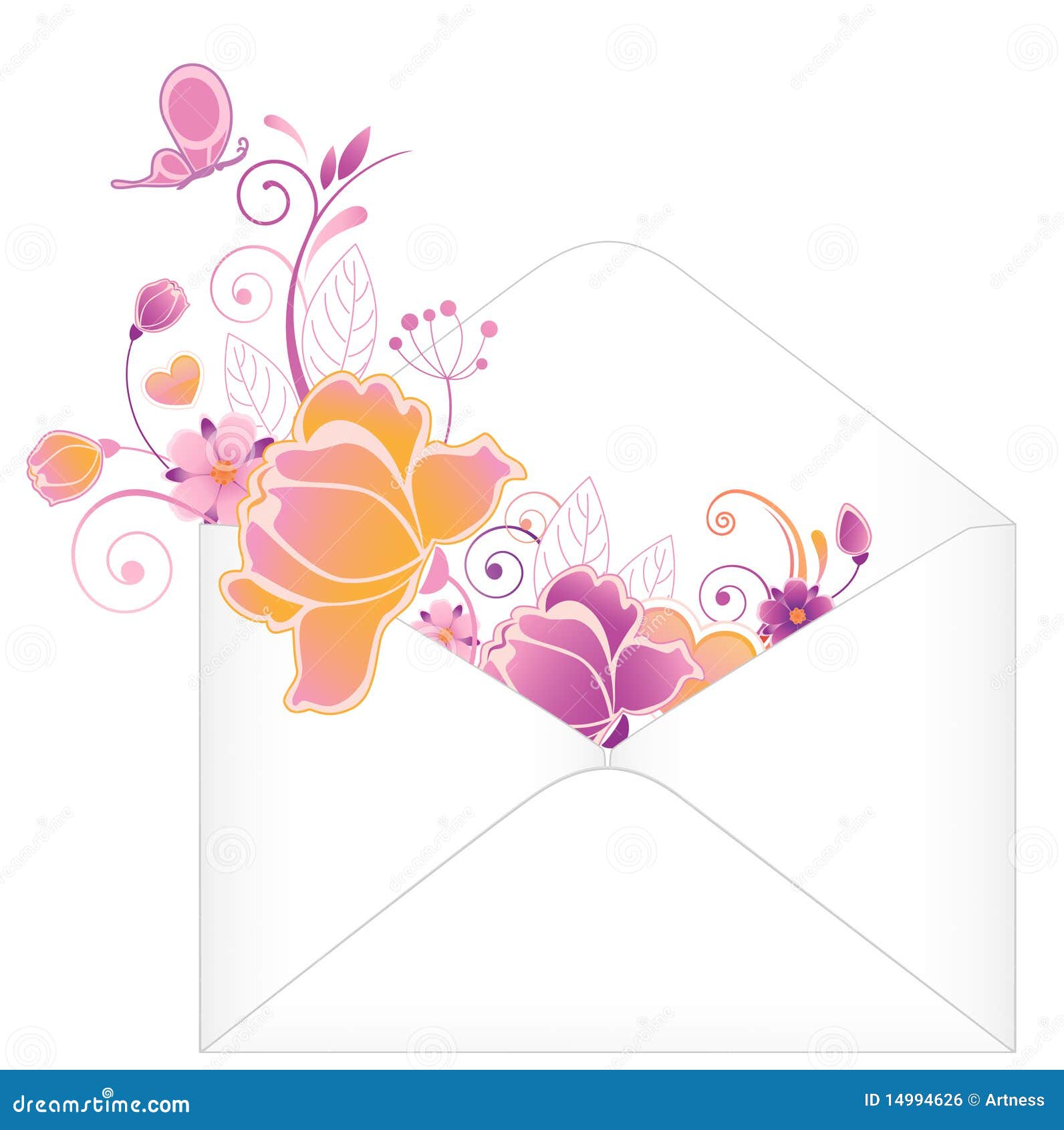 Envelope with flowers stock vector. Illustration of creative - 14994626