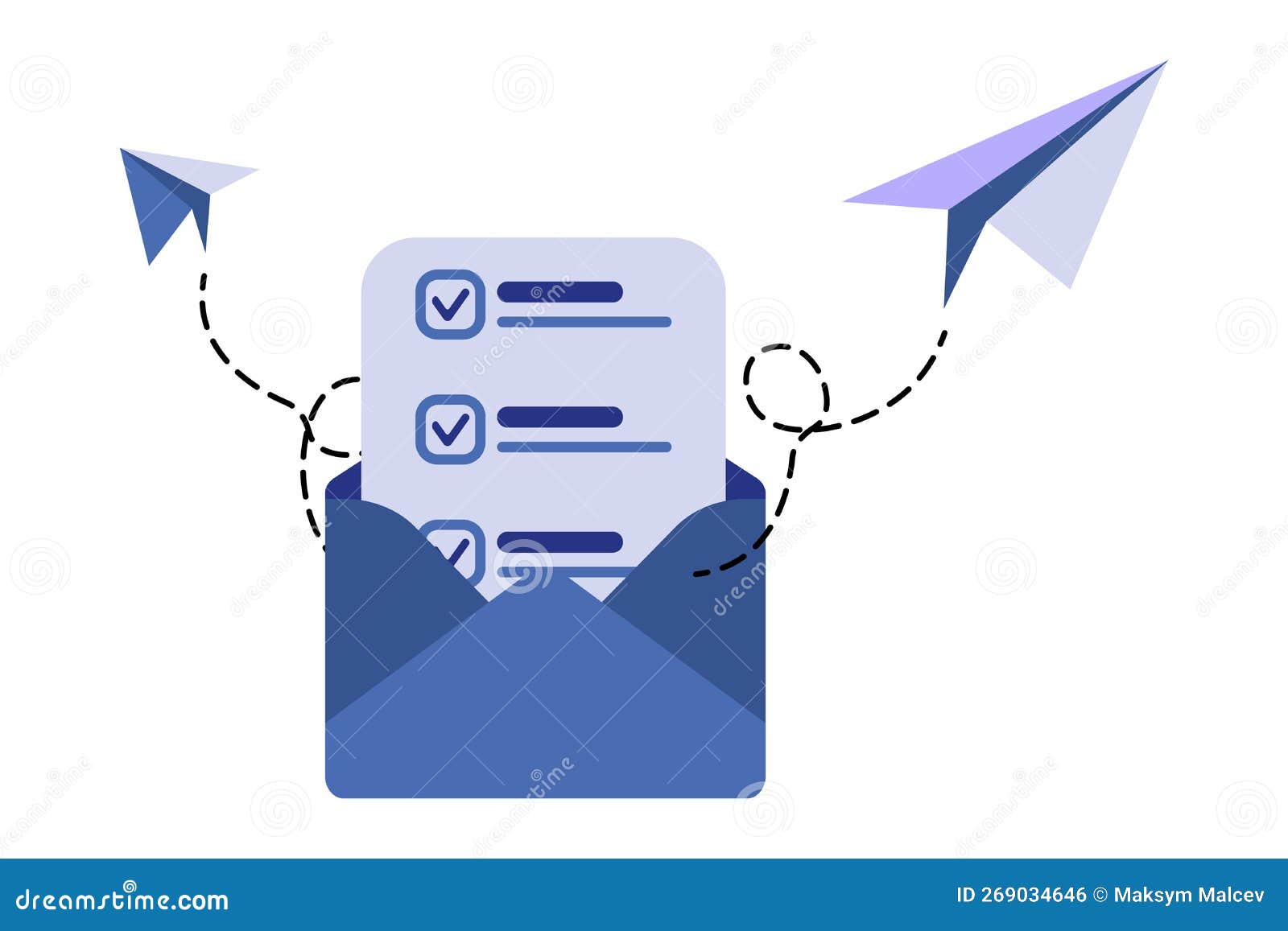 Envelope with Flying Paper Planes. Email Marketing and Message Concept ...