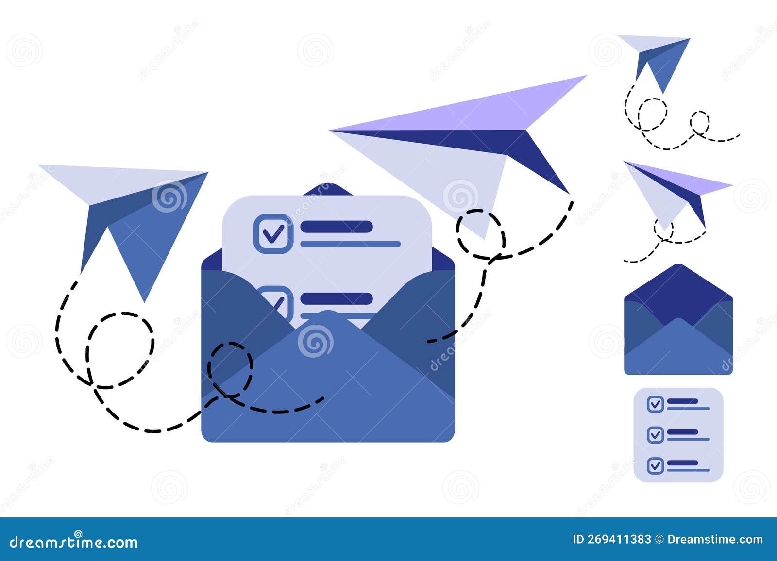 Envelope With Flying Paper Planes. Email Marketing And Message Concept ...