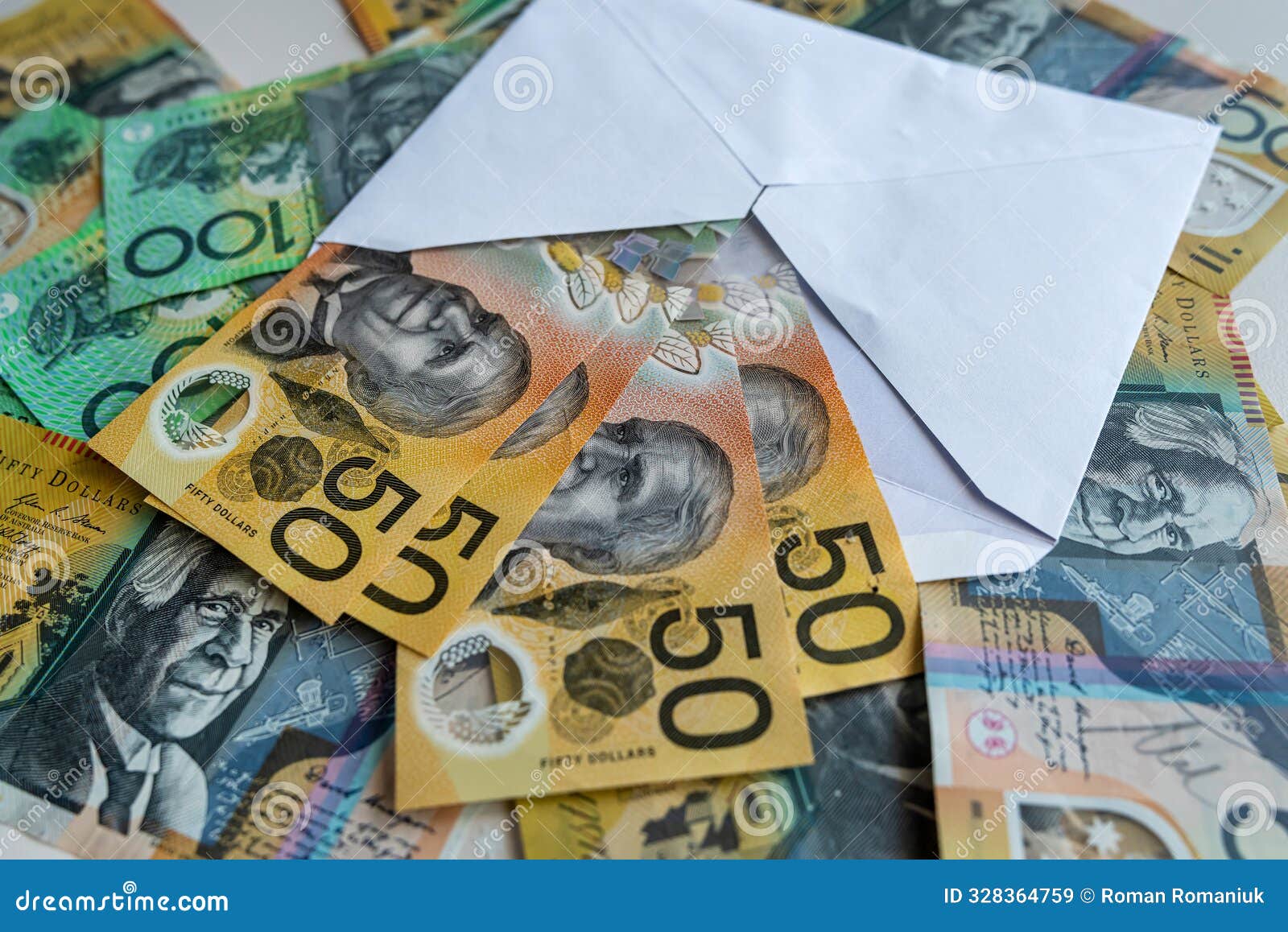 Envelope Full of Australian Cash Notes As Saving or Coruption Concept ...