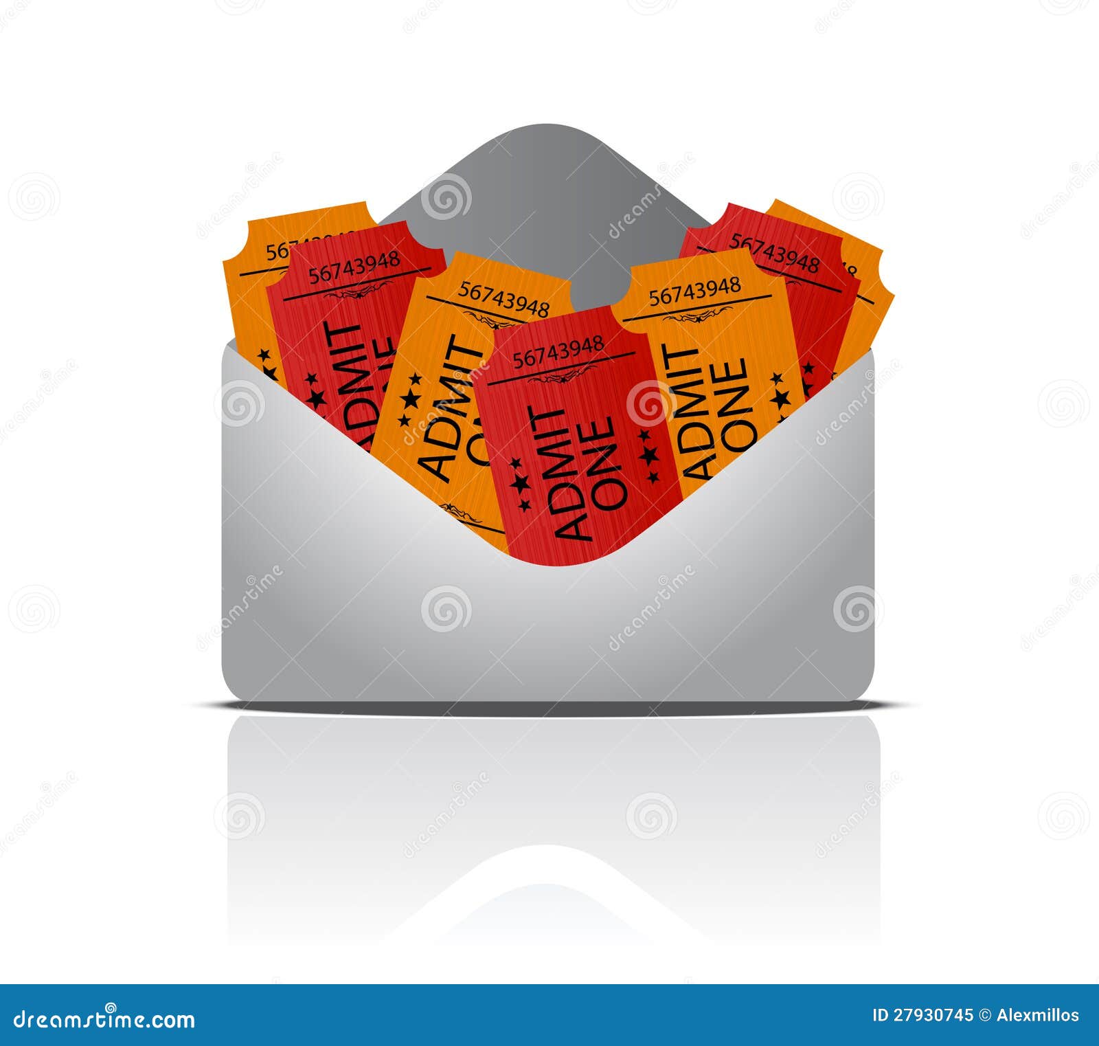 Envelope full of tickets stock illustration. Illustration of number ...