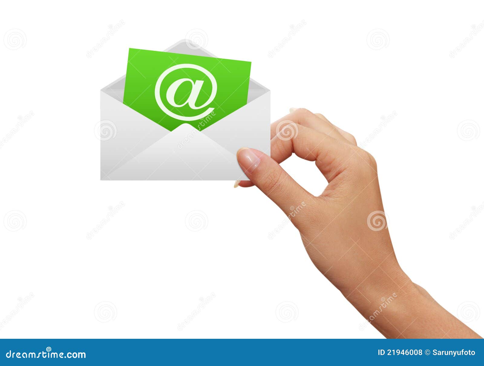 Envelope and Green E-mail in the Hand Stock Photo - Image of email ...