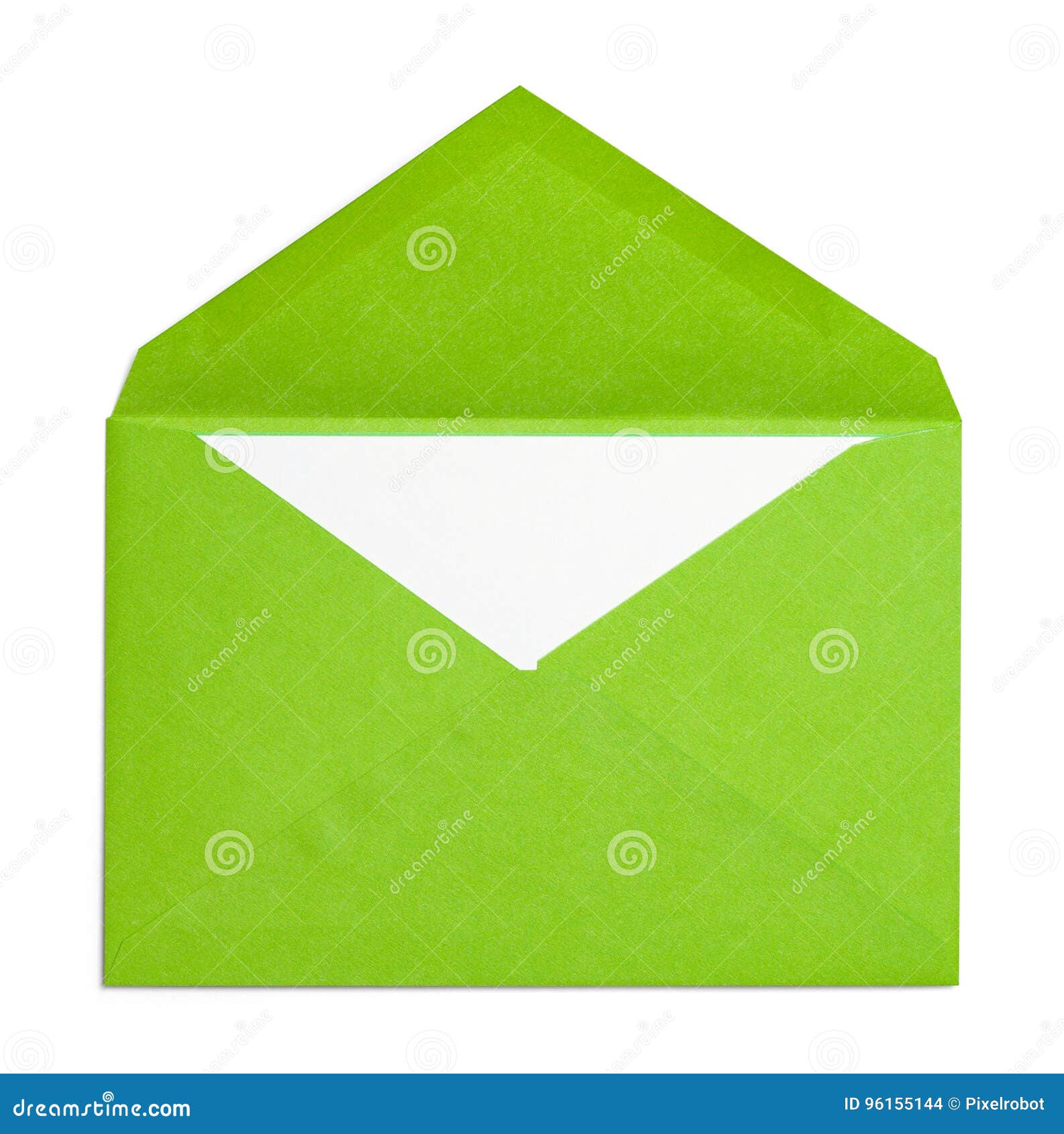 Envelope Green Open with Card Stock Photo - Image of isolated, copy ...