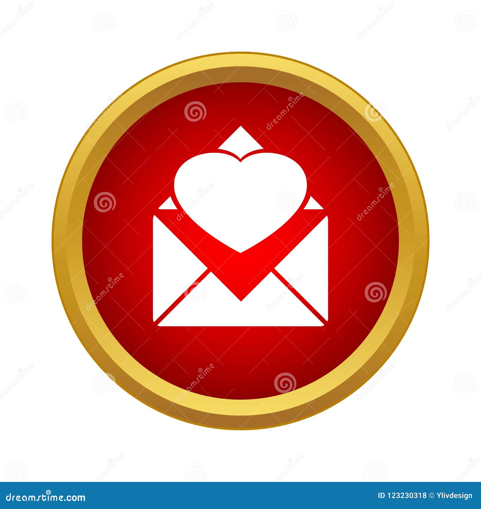 Envelope with Heart Icon, Simple Style Stock Illustration ...