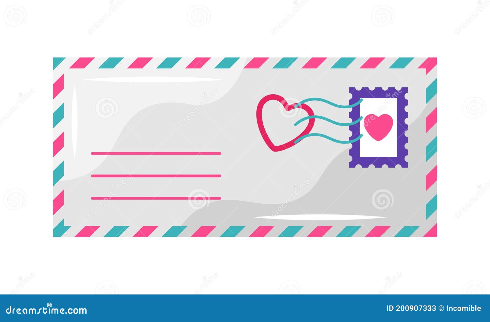 Envelope with heart stamp. stock vector. Illustration of emotion ...