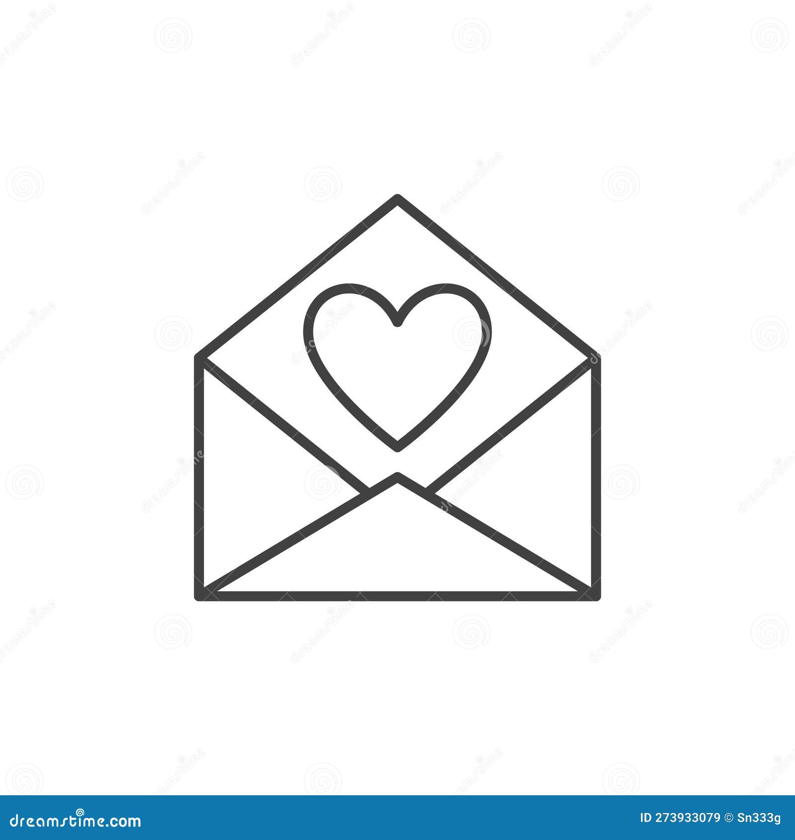 Envelope with Heart Vector Concept Outline Icon or Sign Stock ...