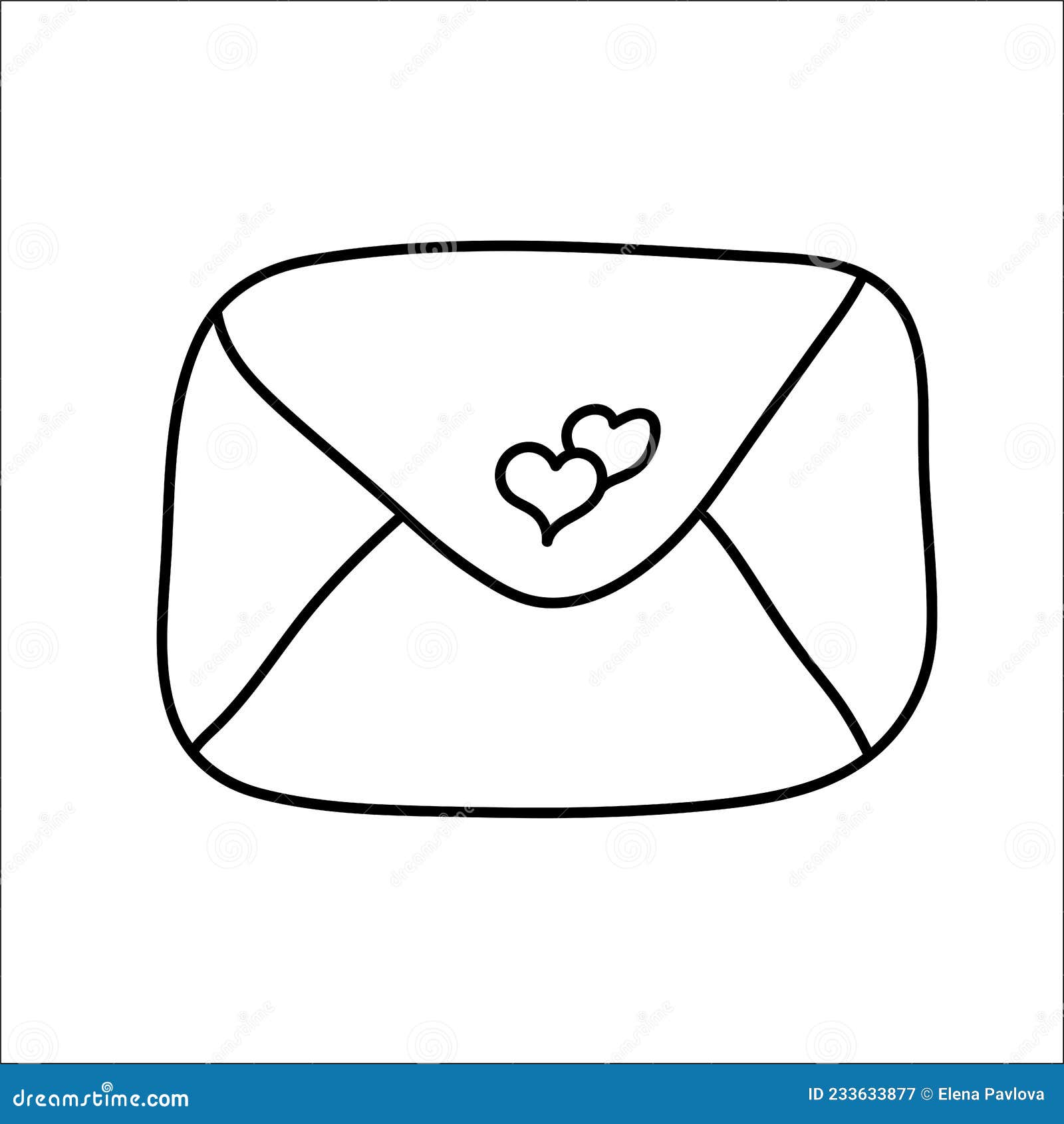Envelope with Hearts Doodle Vector Illustration. Hand Drawn Hygge ...