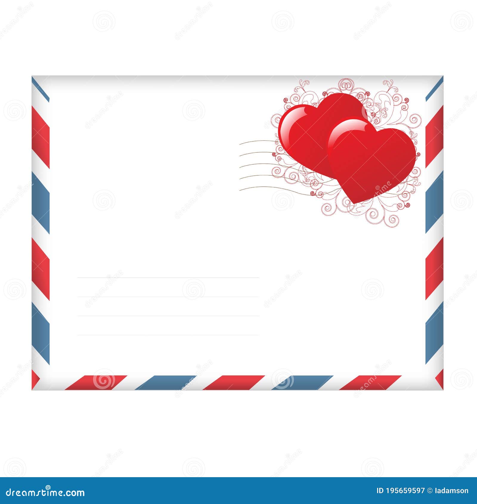 Envelope with Hearts stock vector. Illustration of heart - 195659597